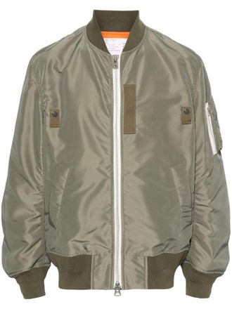 sacai veste bomber à fermeture zippée - Vert