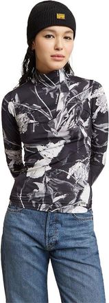 G-Star G-Star Damen Printed Mock Slim Top, Mehrfarben (dk Black Liquid Layers D25055-D796-H014), S