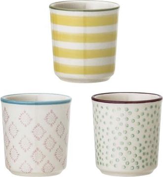 Bloomingville Charmantes Eierbecher-Set Patrizia - Pastelltöne in Rosa, Grün & Gelb, 3er-Set aus Keramik