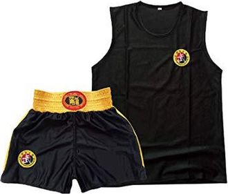 Inlefen Enfants Sanda Vêtements Garçons et Filles Adulte Boxe Boxe Shorts Muay Thai Vêtements Arts Martiaux Formation Vêtements,Noir,EU 130 = Tag 140: Recomme