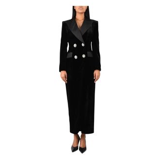 Simona Corsellini Samtweites zweireihiges Kleid - - Dresses - Damen - Schwarzk - L