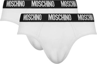 Moschino Homme, Sous-v&ecirc;tements, Blanc, Taille: XS Lot de 2 slips avec bande logo