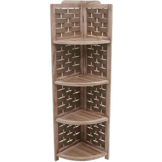 Hhg Etag&egrave;re dangle 655 pliable 4 &eacute;tag&egrave;res, bois de paulownia 110cm, brun, tressage brun