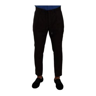 Dolce & Gabbana Homme, Pantalons, Brun, Taille: M Pantalon Jogger en Laine Bordeaux