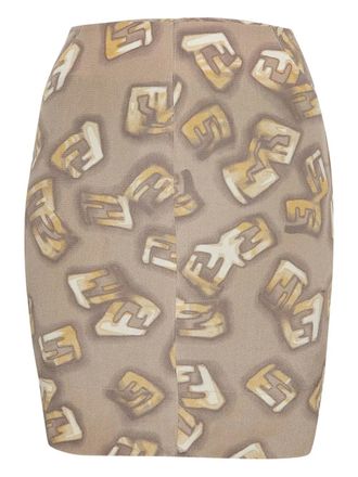 Fendi jupe en soie - Marron