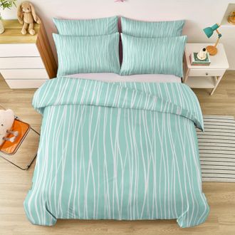 Generic Wendbare Bettw&auml;sche Set Moderne Linien und Texturen Mikrofaser Bettbezug 135 x 200 cm mit Rei&szlig;verschluss, Druck Kinder,deckenbezug Set Mit Kissenbez&uuml;g