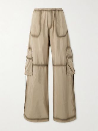 Acne Studios Pantalon Cargo Large En Serge Satin&eacute;e - Gris