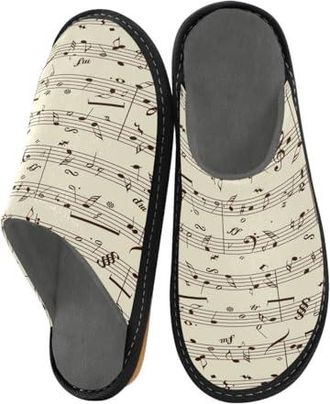HMZXZ Chaussons vintage pour homme et femme - Motif notes de musique - Pour la maison, la chambre à coucher, les voyages, multicolore, 37/38 EU
