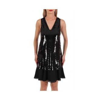 Emporio Armani Paillettenkleid mit V-Ausschnitt und R&uuml;schenabschluss - - Dresses - Damen - Schwarzk - 2XL