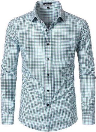 PARKLEES Chemise &agrave; carreaux l&eacute;g&egrave;re pour homme - Coupe ajust&eacute;e - Manches longues - Boutons - Chemise &agrave; carreaux d&eacute;contract&eacute;e avec poche, M