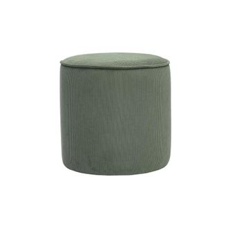 Miliboo Runder Samtpouf in Khakigr&uuml;n, gerippt, D40 cm PAUL