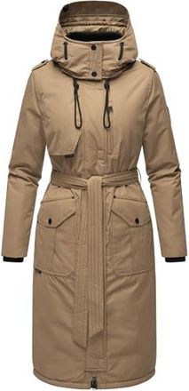 Navahoo Manteau dhiver pour femmes, parka chaud et long avec col haut et capuche douce Hokulanii XS-XXL, Taupe fonc&eacute;, S