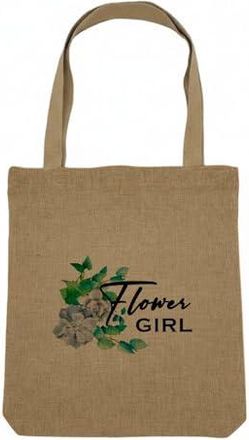 Fabulous Sac Shopping Tote Bag Aspect Lin - Flower Girl Mariage Mari&eacute;e Fleurs Bleues - Sac de Courses Toile Epaisse 360g Beige Naturel Cabas Port&eacute; Epaule Solid