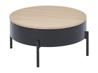 Vente-Unique Couchtisch ñ Schwarz, Natur hell ñ Holz, Panel ñ Nimora