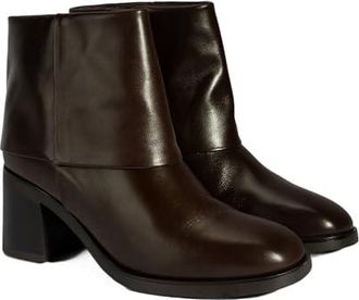 Desa Bottes en Cuir pour Femme - Talons carr&eacute;s, Fermeture &eacute;clair, Respirantes, Bout carr&eacute; | Brun - 39