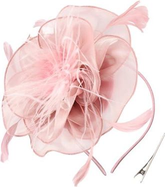 Dreshow Femmes Fascinator Chapeau Fleur Mesh Plume Mariage Dames Day Bandeau et Clip Cocktail Tea Party Chapeau