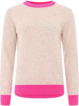 Zwillingsherz Kaschmirpullover Roundneck with Colored Edges Rundhalsausschnitt, Langarm, Neon-Details, Cashmere