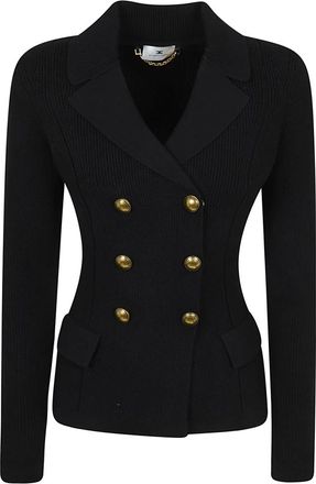Elisabetta Franchi Femme, Vestes, Noir, Taille: 40 FR Veste en maille avec boutons bijoux