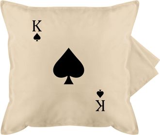 Shirtracer Kissenbezug - & Fasching - Kissen - Pik King Kartenspiel Karneval Kost&uuml;m - 50 x 50 cm - Beige Natur - Casino karnevalskissen Fasching- sofakissen kiss