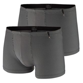 G&ouml;tzburg Herren Mikrofaser Boxershorts im 2er Pack (DE/NL/SE/PL, Alphanumerisch, XXL, Regular, Regular, schwarz-wei&szlig; gestreift)