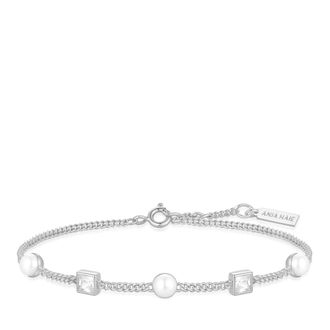 Ania Haie Armband - 925er Sterlingsilber Cube and Pearl - Gr. ONESIZE - in Silber - f&uuml;r Damen