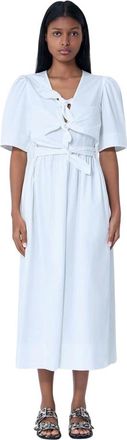 Ganni Femme, Robes, Blanc, Taille: 38 FR Tie-Strap Midi Dress