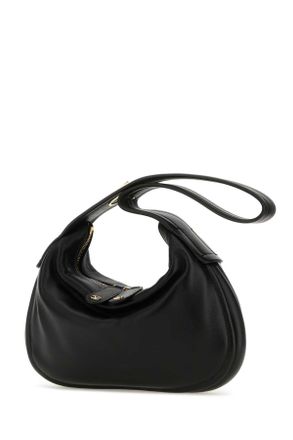 Valentino Garavani Womens Black Nappa Leather Small Go-Hobo Shoulder Bag Nero Borse A Mano