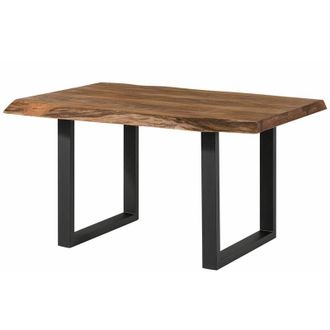 Massivmoebel24 Baumtisch Sheesham 160x90x77 natur gebeizt / U-Beine anthrazit matt FREEFORM 5