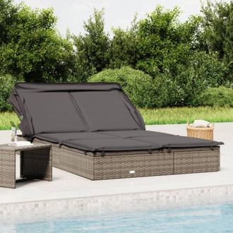 vidaXL Vidaxl - Transat 2 places avec toit pliable gris 213x118x97 cm