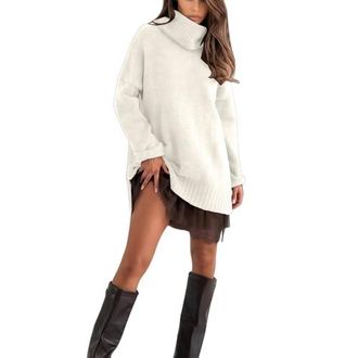 Generic 2026 Ensemble Mini Robe Et Pull &agrave; Col Roul&eacute; pour Femme Chic Et Elegant 2 Pi&egrave;ces Manches Longues Grande Taille Doux Pullover Et Robe D&eacute;bardeur avec Bor