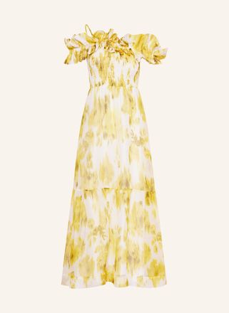 Maryan Mehlhorn Maryan Mehlhorn Strandkleid Soft Focus Florals Mit Leinen Und Seide gelb