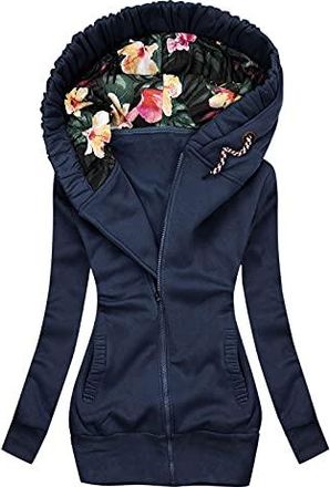 Generic 2026 Vestes pour femmes de couleur unie sweat-shirt mince d&eacute;contract&eacute; chemisier &eacute;pais &agrave; capuche manteaux dhiver automne &agrave; capuche poches veste fermetu