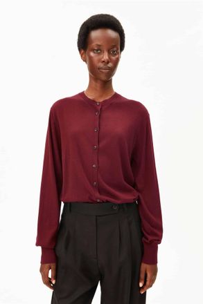 Armedangels Damen vegan Cardigan Feinstrick Rot
