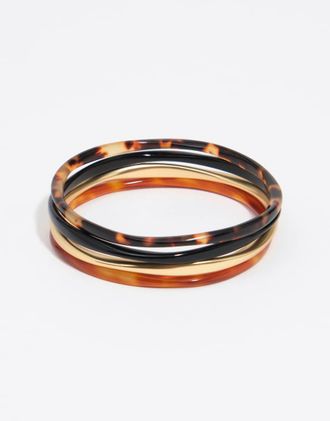 Bimba & Lola 4er-Set mattgoldene Armreifen in Braun