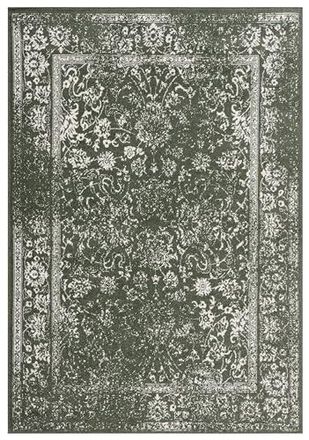 Safavieh Tapis de Sol Vieilli pour Salon, Salle à Manger, Chambre à Coucher - Adirondack Collection, Tapis à Poil Court, Vert et Ivoire, 91 X 152 Cm