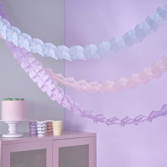 Ginger Ray Pastel Tissue Paper Honeycomb Garland Bunting Includes 3 Hanging Party Decorations 2.8m