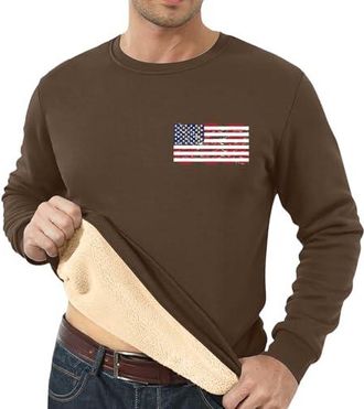 Generic Sweat-shirt en polaire pour homme - Printemps et automne hiver - Imprimé 2D - Drapeau national rétro - Mode - Velours épais - Col rond - Sans capuche 