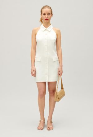 Claudie Pierlot Kurzes, satiniertes Kleid Ecru