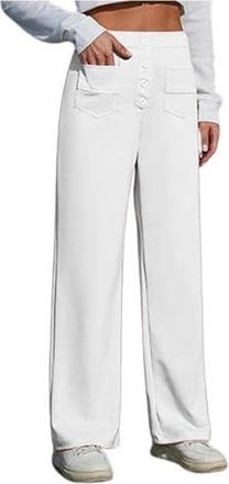 Generic Xiaojiu Pantalon Femme Taille Elastique, Pantalons de Travail Extensibles Taille Haute pour Femmes, Jambes Larges, Pantalons évasés, de Bureau à Enfil