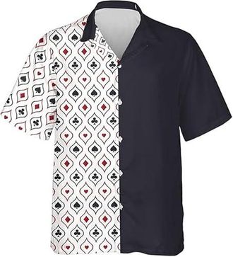 Keephen keephen Flamme D&eacute;s Poker Chemises Hawaiiennes pour Hommes Femmes Poker Impression 3D Chemises &agrave; Boutons &Eacute;t&eacute; Col &agrave; Revers Vacances Chemise