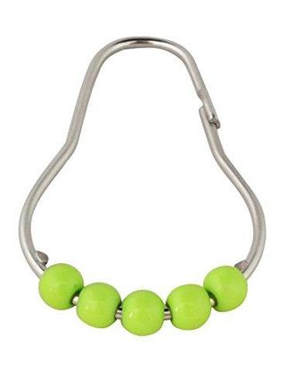 Ridder 49565 Duschvorhangringe mit Gleitsystem aus Metall, 5 grüne Kugeln, 12 Stück passend für Duschvorhang 180 x 200 cm