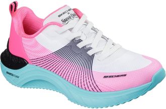 Skechers Snoop Ace Cyber Walker-Sneaker f&uuml;r Damen, Wei&szlig;, Schwarz und Rosa, Netzstoff, Hot Melt Blue Tr, 36.5 EU