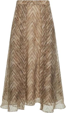 Brunello Cucinelli Femme, Jupes, Beige, Taille: 42 FR Paneled Circle Skirt