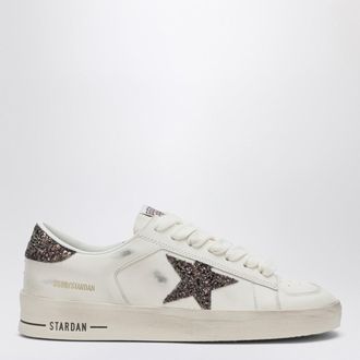 Golden Goose Stardan Sneaker aus wei&szlig;em Leder mit braunem Glitzer