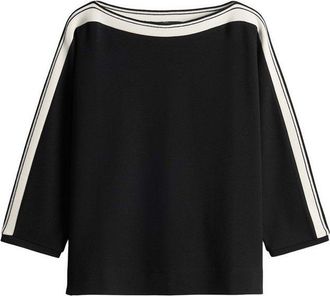 someday 3/4-Arm-Shirt KELVA DETAIL U-Boot Shirt mit sportiven Einsatz schmal zulaufend, lockere Passform, gestreiftes Ripsband