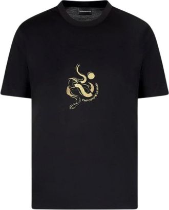 Emporio Armani Homme, Tops, Noir, Taille: L T-Shirt Gold Logo