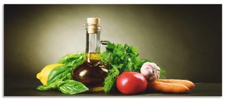 Artland ARTland Spritzschutz K&uuml;chenr&uuml;ckwand aus Alu f&uuml;r K&uuml;che Herd Sp&uuml;le 120x50 cm (BxH) mit Motiv Italien Essen Lebensmittel Kr&auml;uter Gem&uuml;se Gew&uuml;rze Gr&uuml;n T5LT