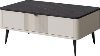 Mirjan24 Couchtisch Rotevio RT16 mit abgerundeten Seiten, Sofatisch mit Stauraum, Wohnzimmertisch mit ged&auml;mpftem Schlie&szlig;system, Kaffeetisch (Cashmere + Steingr