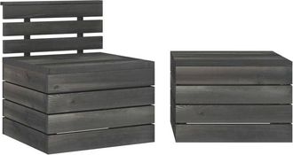 vidaXL Salon de jardin palette 2 pcs - Mobilier de jardin - Ensemble repas de jardin Bois de pin massif Gris foncé Vidaxl