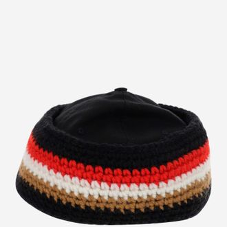 Burberry Mens Baseball Cap With Crochet Headband Black Cotton Hat